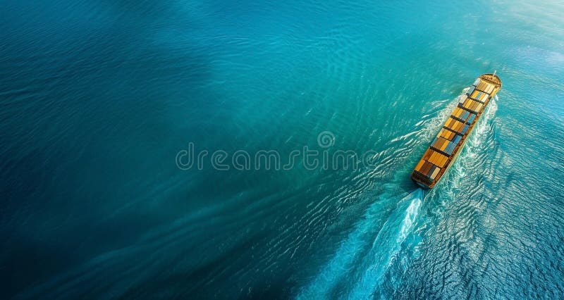 View of Cargo Ship with Shipping Containers on Open Sea Stock ...