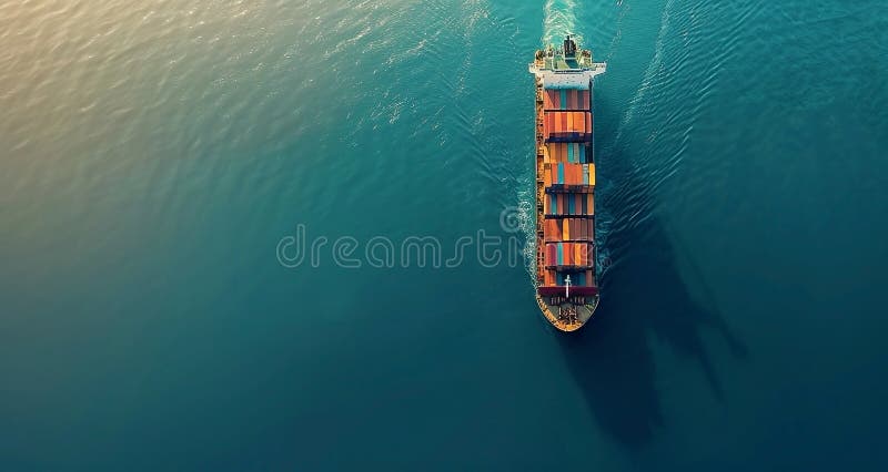 View of Cargo Ship with Shipping Containers on Open Sea Stock ...