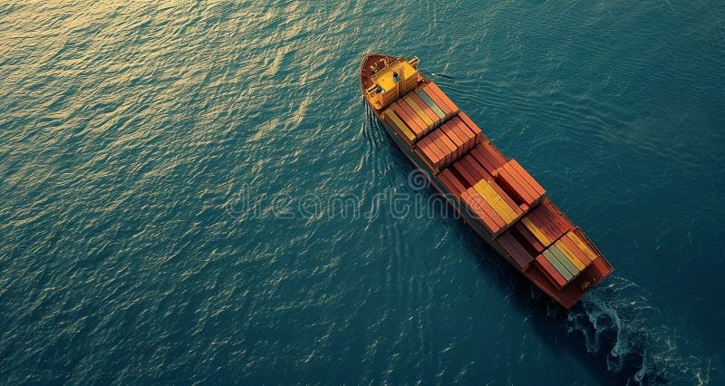View of Cargo Ship with Shipping Containers on Open Sea Stock ...
