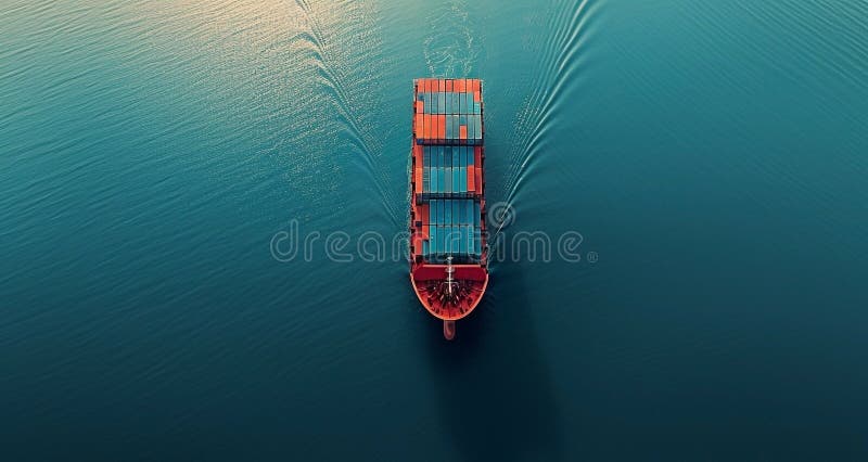 View of Cargo Ship with Shipping Containers on Open Sea Stock ...