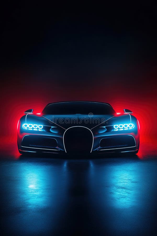 Stunning Hypercar Displays Vibrant Blue and Red Lights in a Dark Studio ...