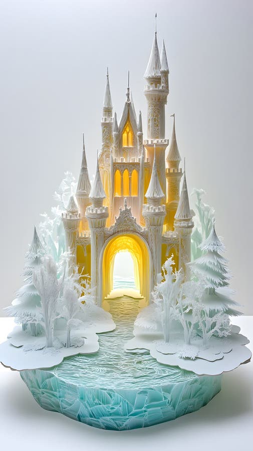 A Stunning Ice Castle Model Featuring Intricate Towers and Glowing ...