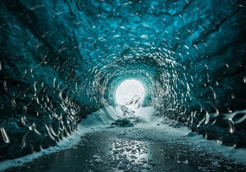 A Stunning Ice Cave Features a Smooth, Translucent Blue Ceiling with ...