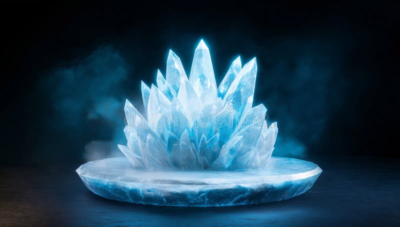 Stunning Ice Crystal Formation with Sharp Jagged Edges Glowing Softly ...