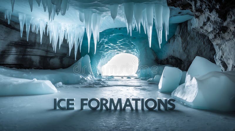 Stunning Ice Formations in a Cave Reflecting Turquoise Light Stock ...