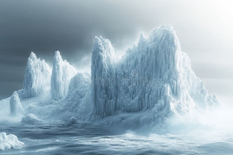 Stunning Ice Formations Rise Dramatically from the Ocean Under a Moody ...
