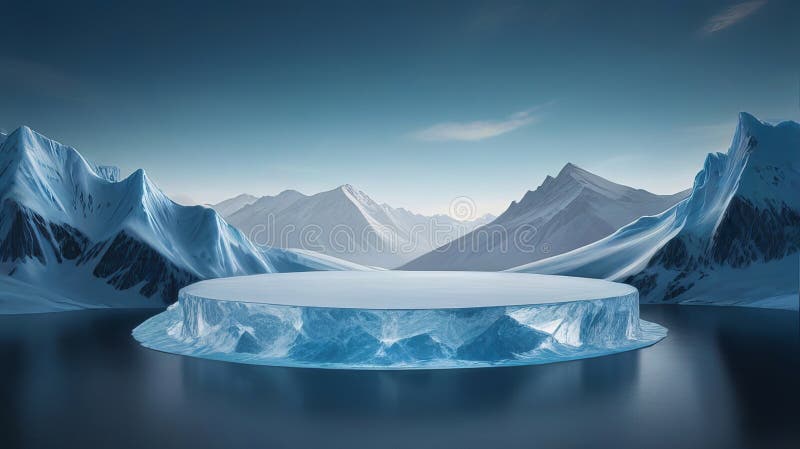 Stunning Ice Podium Display Amid Snowy Mountain Landscape Stock Photo ...