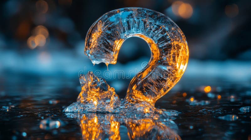 A Stunning Ice Sculpture Shaped Like a Question Mark. the Blue and ...