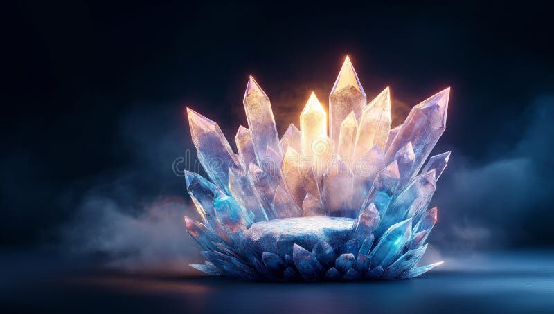 Stunning Ice Throne Chair Made of Shimmering Crystals Radiating Magical ...