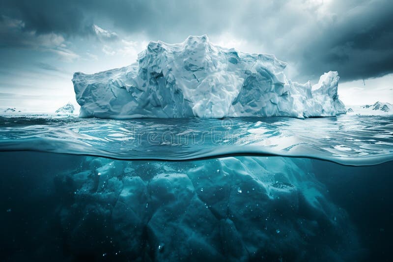 Stunning Iceberg Partially Submerged in Arctic Waters with Dramatic Sky ...