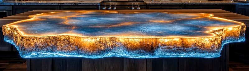 Stunning Illuminated Countertop Glowing Under Kitchen Light Modern ...