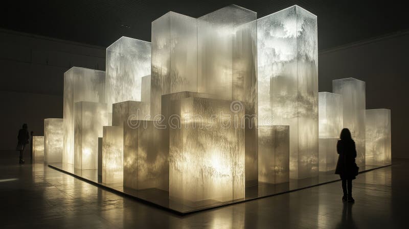 Illuminated Ice Cube Installation Art Gallery Contemporary Art Indoor ...