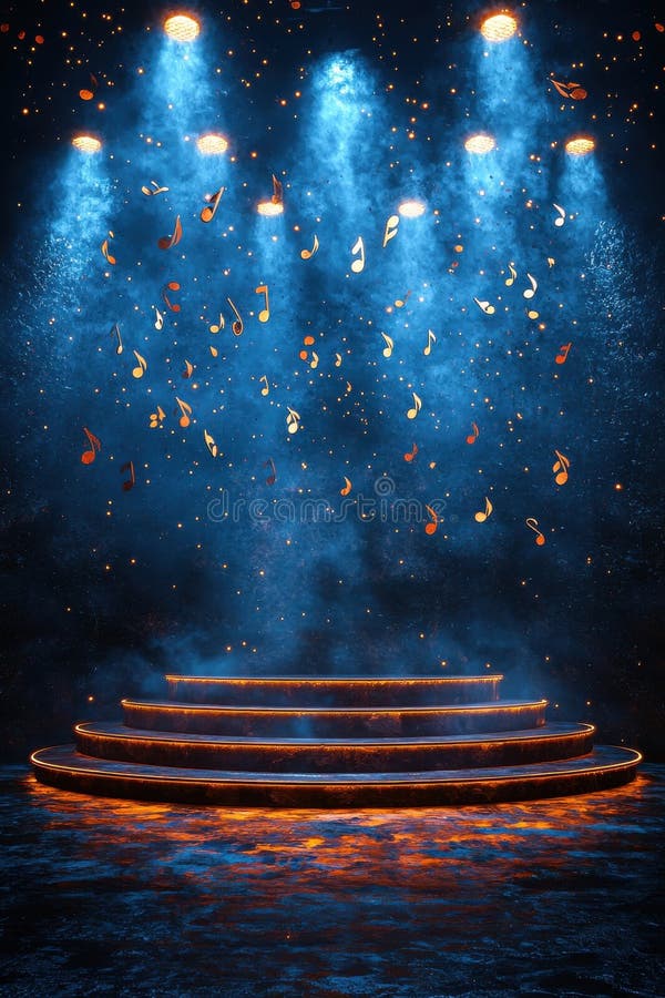 Stunning Illuminated Podium with Vibrant Lighting and Floating Music ...
