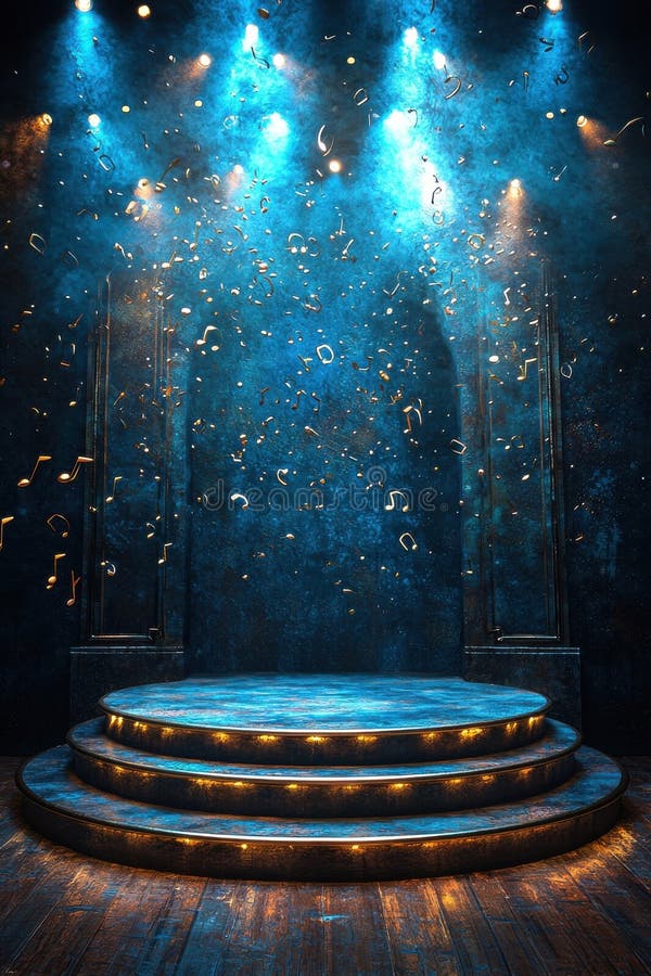 Stunning Illuminated Podium with Vibrant Lighting and Floating Music ...