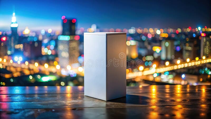 Stunning Illuminated White Vertical Rectangle Box at Night a Modern ...