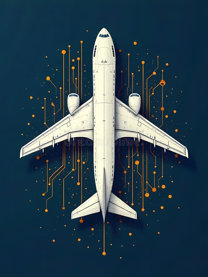 A Stunning Illustration of an Airplane Combined with Digital Circuit ...