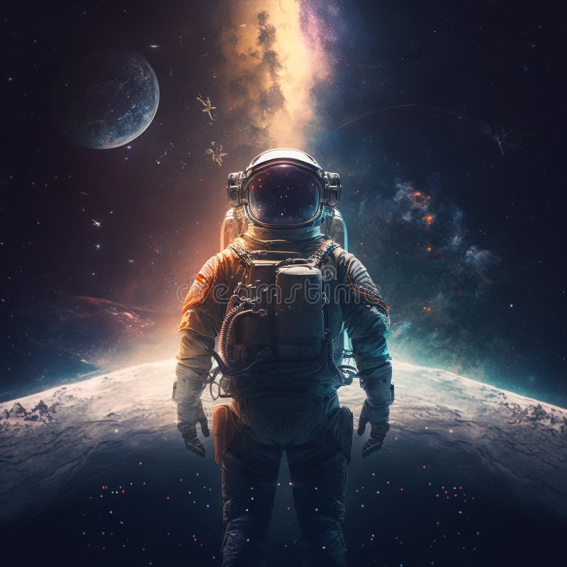 A Stunning Illustration of an Astronaut in a Suit Exploring the Depths ...