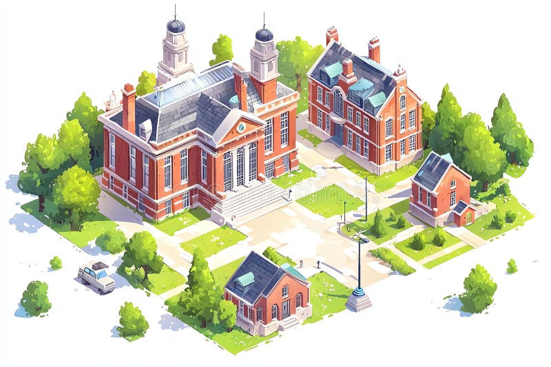 A Stunning Illustration of a Classic Architectural Complex Featuring ...
