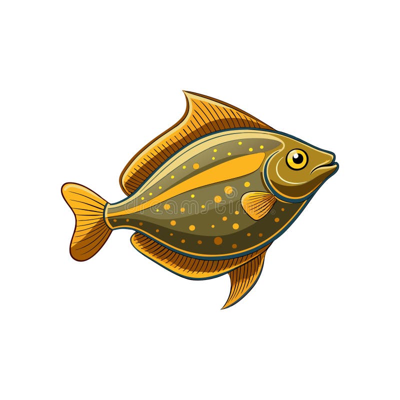 Stunning Illustration of European Plaice Underwater Stock Illustration ...
