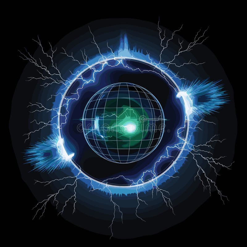 Dynamic Electric Sphere with Lightning Effects on a Dark Background ...