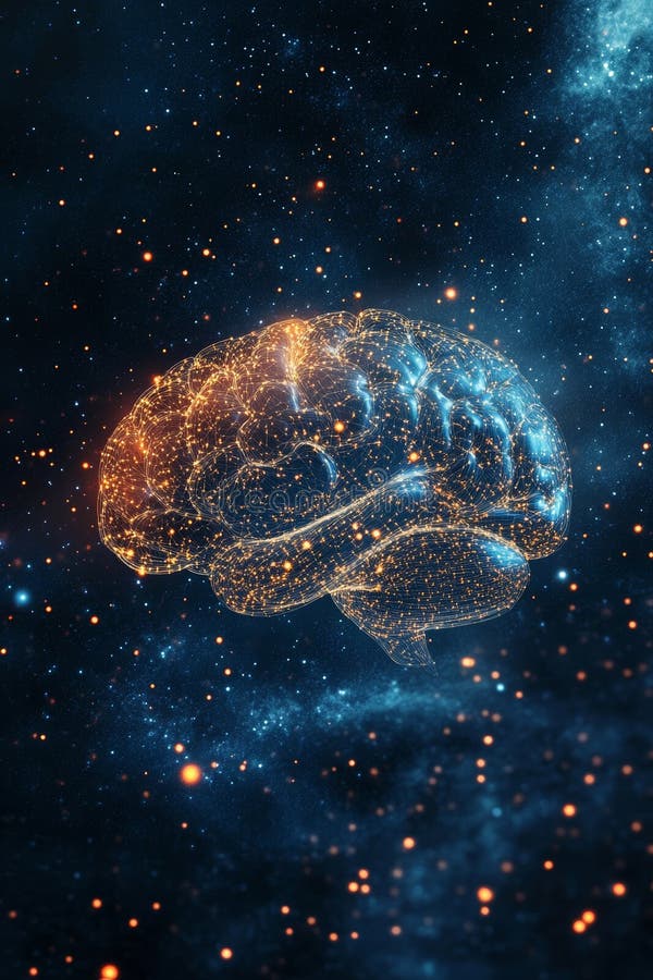 Futuristic Representation of a Human Brain in Cosmic Space Background ...