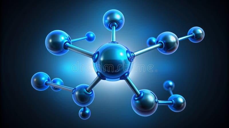 Stunning Illustration of a Hydrogen Fuel Cell Molecule Vibrant Blue ...