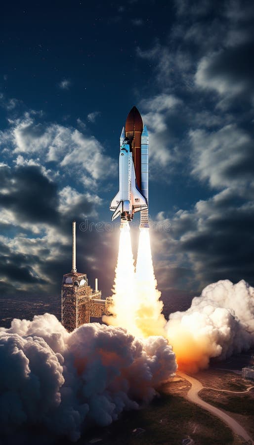 Stunning Illustration of a Space Shuttle Rocket Soaring Above Earth ...