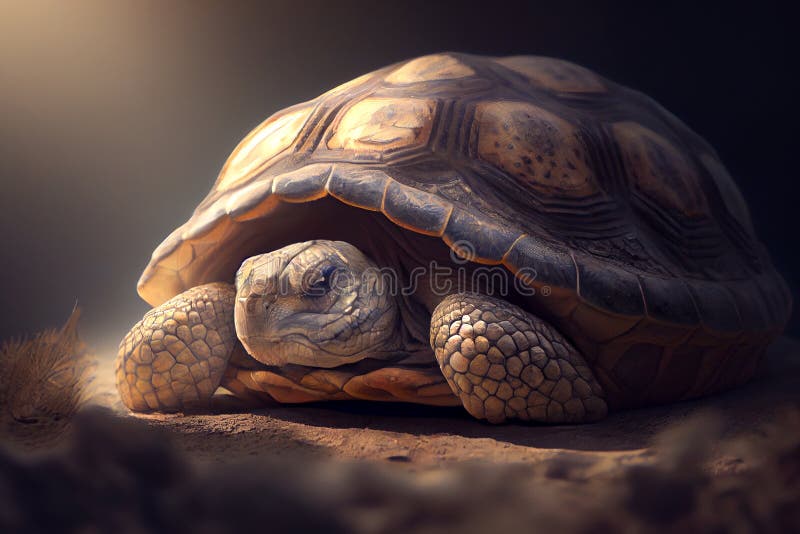 A Stunning Illustration of a Tortoise Resting on a Warm Surface, with ...