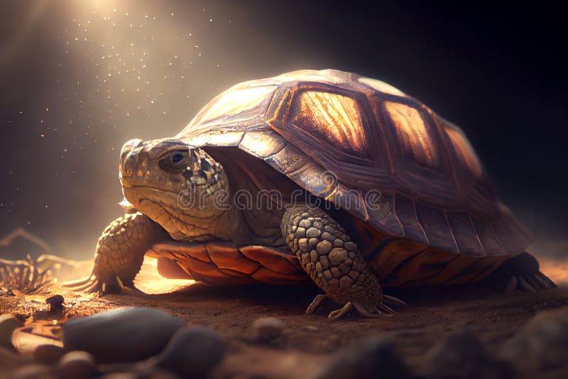 A Stunning Illustration of a Tortoise Resting on a Warm Surface, with ...