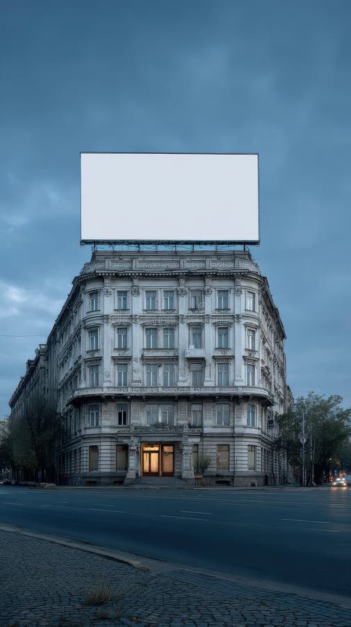 A Stunning Image of Blank Billboard on a Classic European Building ...