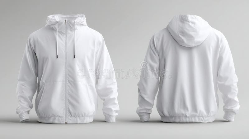 A Stunning Image of Blank White Windbreaker Jacket Mockup, Front and ...