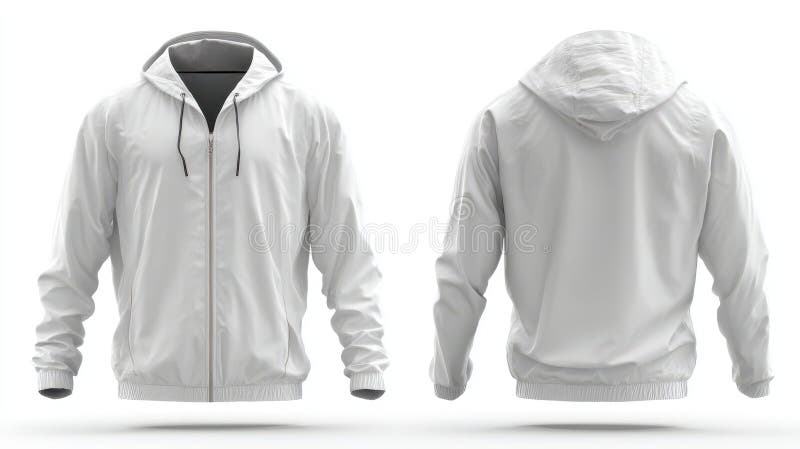 A Stunning Image of Blank White Windbreaker Jacket Mockup, Front and ...