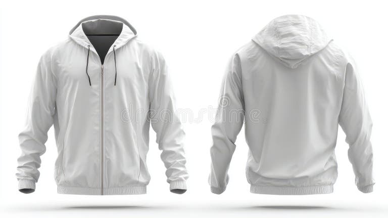 A Stunning Image of Blank White Windbreaker Jacket Mockup, Front and ...