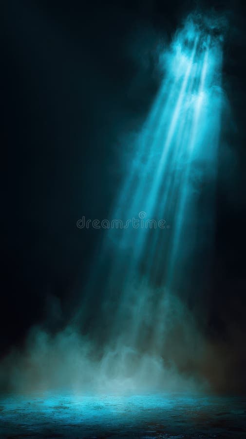A Stunning Image of Blue Spotlight Beam on Dark Background with Smoke ...