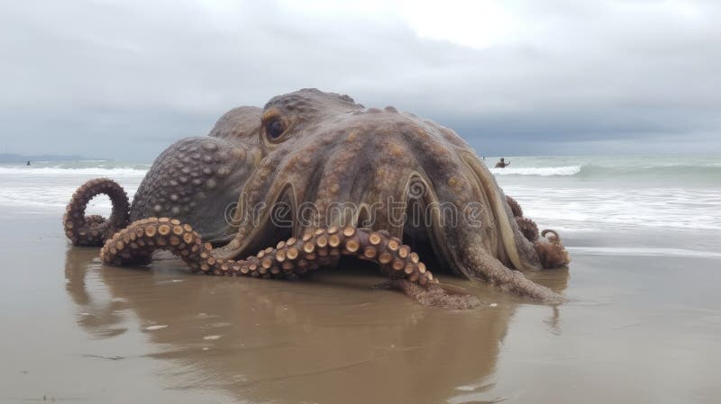 Stranded Wonder: Massive Octopus on the Beach, a Rare and Breathtaking ...