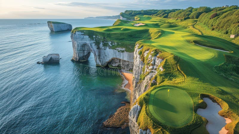 Scenic Golf Course on White Cliffs with Iconic Arches and Ocean View ...