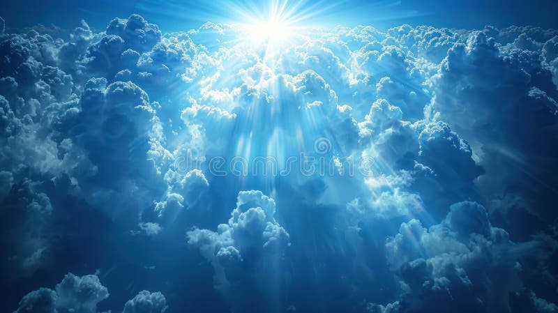 Ray of Light Piercing through Heavenly Clouds Background Stock ...