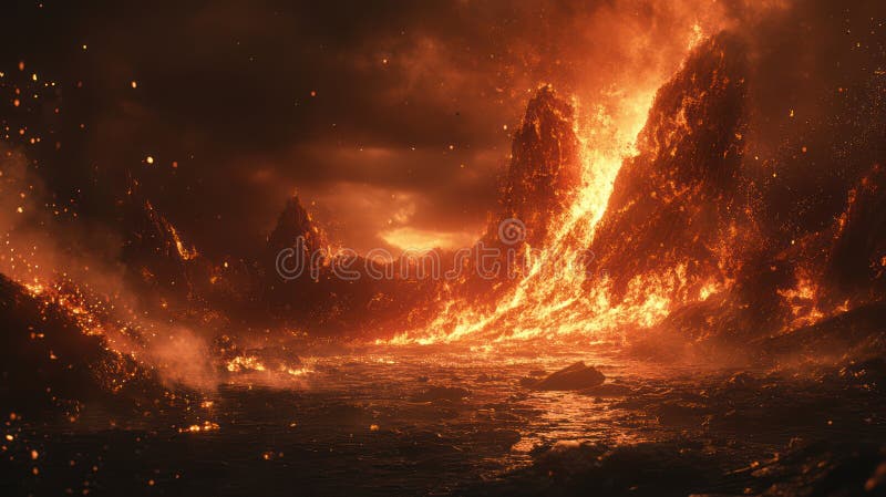 Raging Inferno: Intense Flames and Fire with Realistic Details and Dark ...