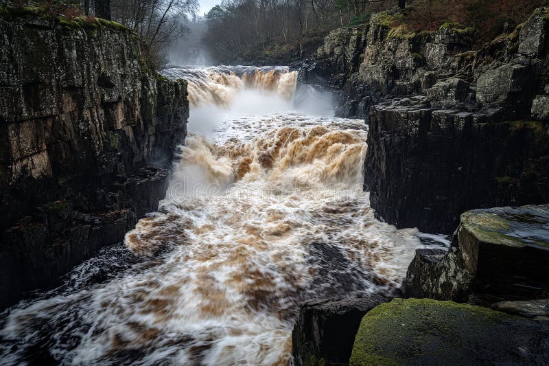 Raging River in Rocky Gorge Stock Illustration - Illustration of ...