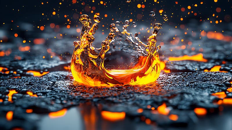 Molten Ceramic Splash with Dynamic Water Droplets Stock Illustration ...