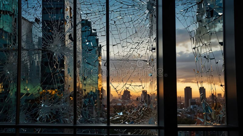 Shattered Glass Facade a Modern Architectural Abstract of Fragmented ...