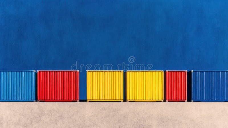 Container Yard with Rows of Stacked Shipping Containers on a Long Road ...