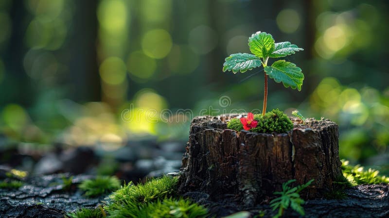 New Life Sprouting: Young Tree Emerging from Old Tree Stump Stock ...