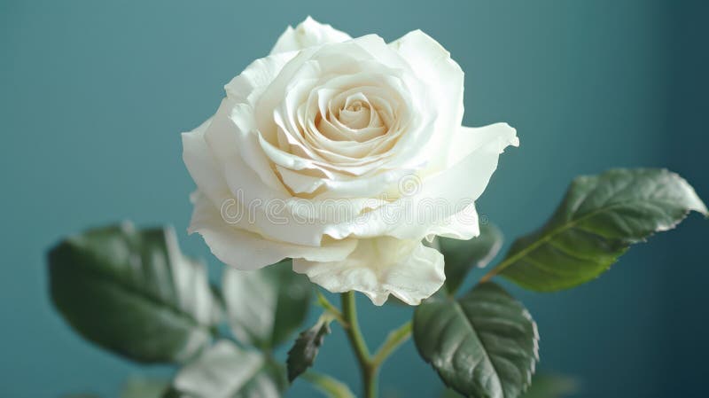 Pure Beauty: Single White Rose on Isolated Background Stock ...