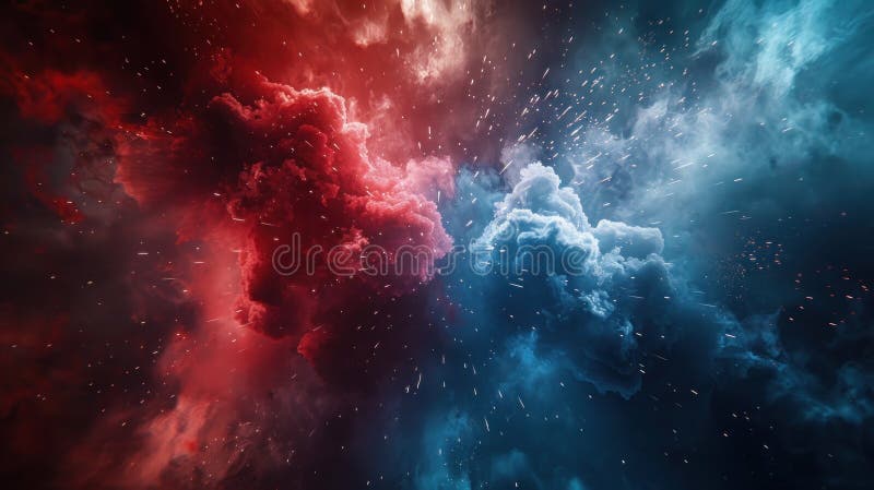 USA Independence Day Firework: Explosive Flag Colors in Smoke Cloud ...