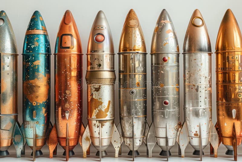 Successful Rocket Launch Collection on Precious Metal Background Stock ...