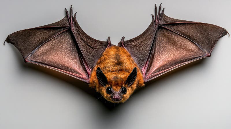 Fruit Bat in Flight: Hanging Upside Down with Spread Wings Stock ...
