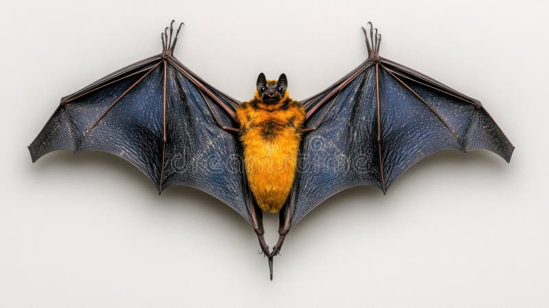 Fruit Bat in Flight: Hanging Upside Down with Spread Wings Stock ...