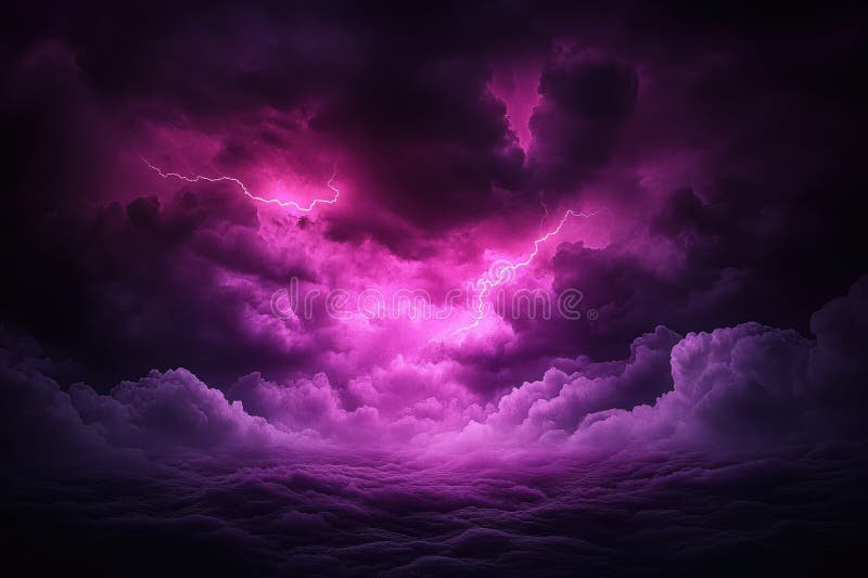 Electric Purple Storm Cloud with Lightning Strikes and Dramatic Motion ...