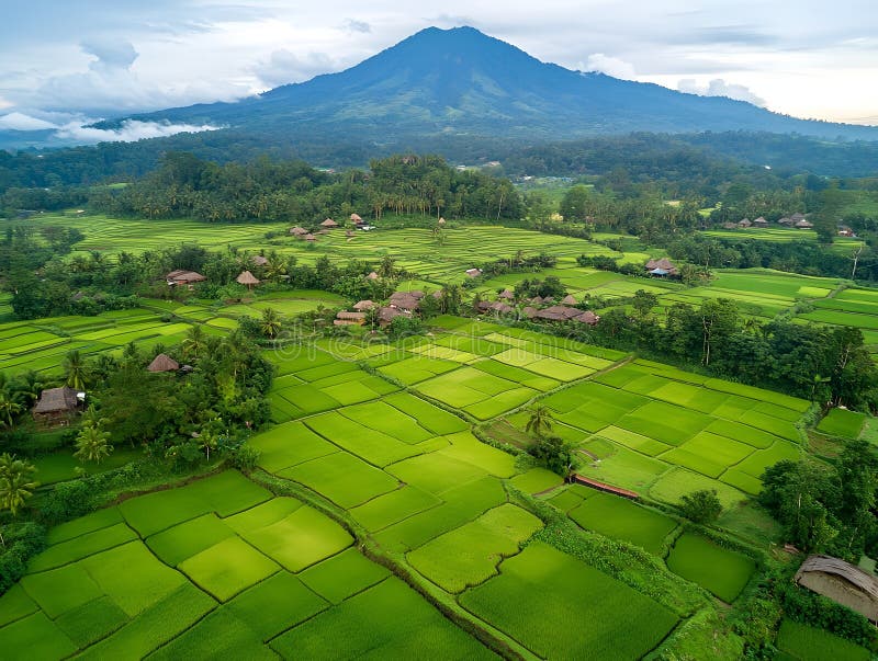 Breathtaking Aerial View of Rice Fields and Mountains in Southeast Asia ...